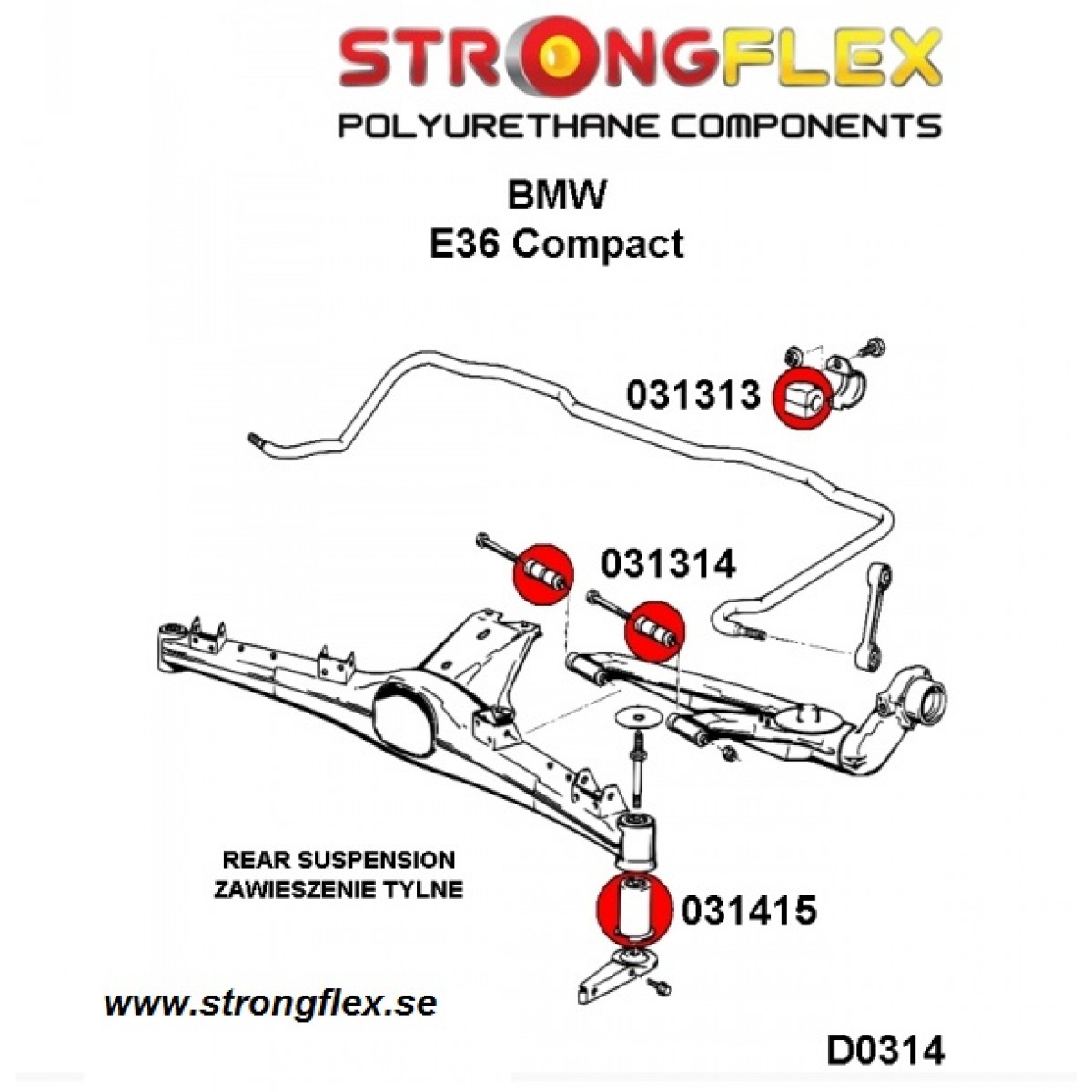 Strongflex - E36 Compact - Full Suspension Bush KIT, SPORT